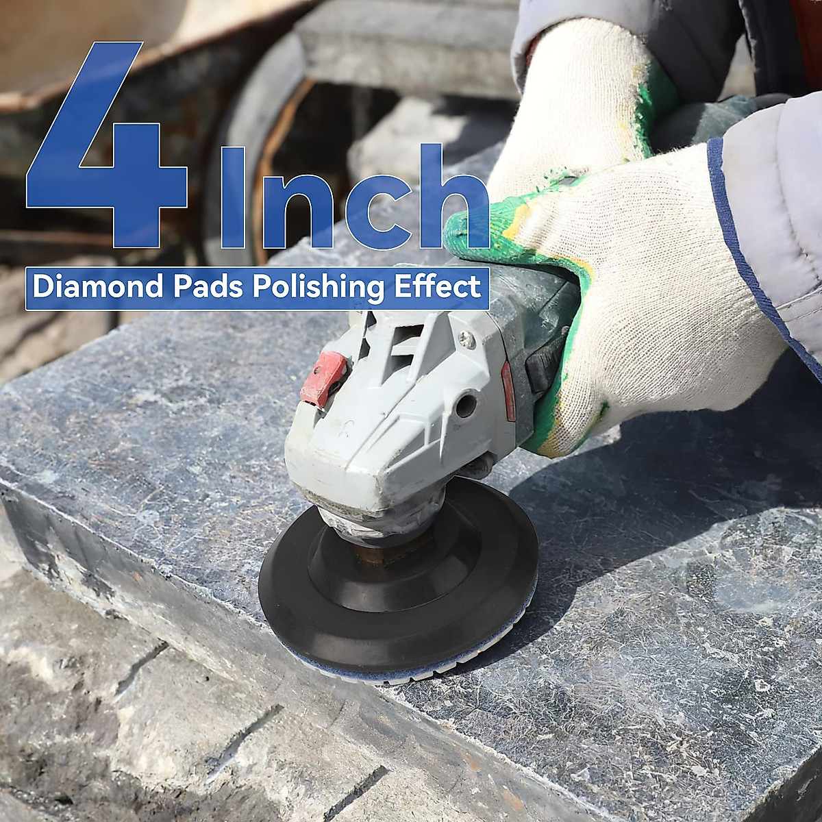 TOOVEM 14 Packs 4 Inch Diamond Polishing Pads with 5/8"-11 Backer Pad, 12 PCS Wet/Dry Polish Pad Kit for Drill Grinder Polisher, 50-8000 Grit Pads for Granite Marble Stone Concrete Countertop Quartz