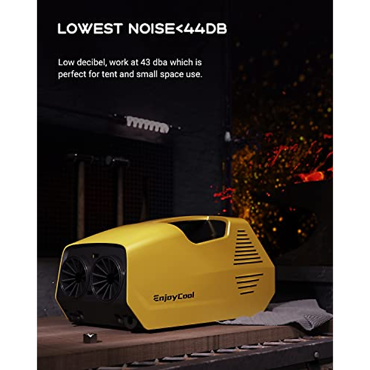 EUASOO Portable Air Conditioners, 2380BTU Fast Cooling Outdoor Air Conditioner, 240W Low Power Consumption Portable Mini Air Conditioner for Camping Tent, RV, Car, Truck, Van and Fishing-Yellow