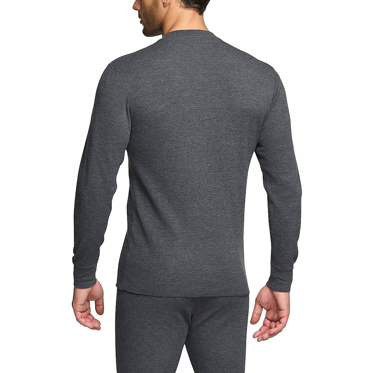 CQR Men's Long Sleeve Thermal Underwear Tops, Midweight Waffle Crewneck Shirt, Winter Cold Weather Thermal Shirts, 1 Piece of Top Dark Grey, XX-Large