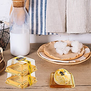 Fyess 50 Pack Mini Charcuterie Cups Bundlt Cake Containers Plastic Cupcake Boxes with Dome Lids for Dessert and other Snacks,Golden