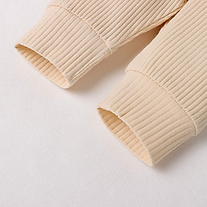 Ledy Champswiin Winter Newborn Baby Boy Girl Clothes Set Ribbed Outfits Unisex Infant Solid Long Sleeve Tops Pants 2PCS