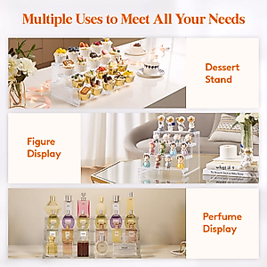 Lifewit 4 Tier Clear Display Risers Stand, Plastic Organizers for Figures, Cupcake, Perfume, Dessert, Desktop Display Stand for Organize and Decoration