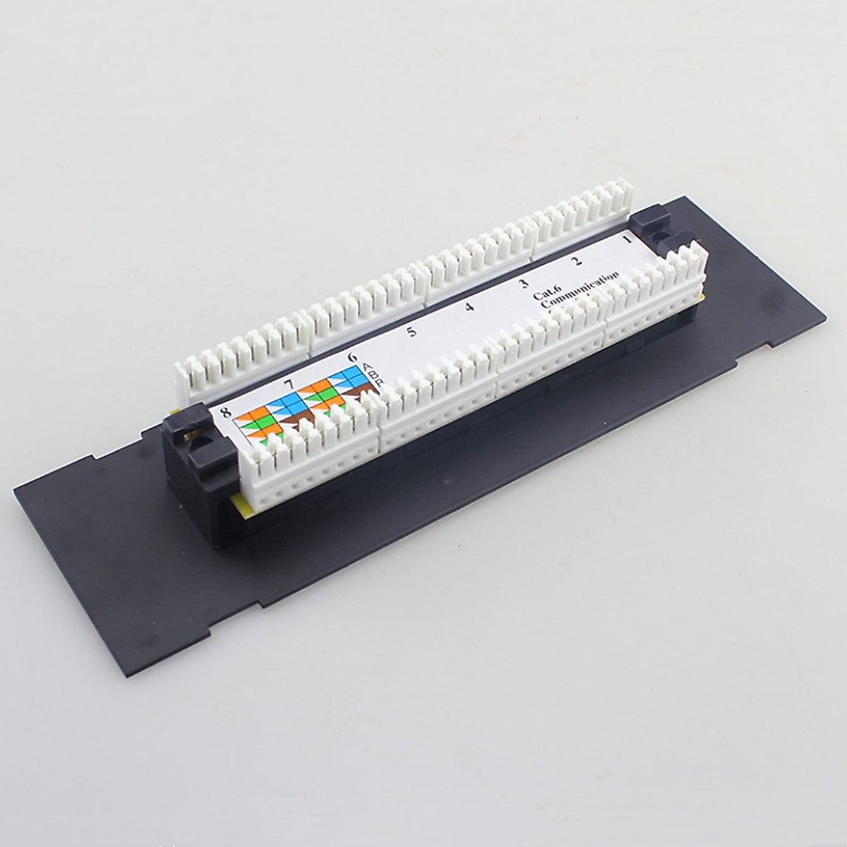 Yankok [CAT6 8 Port Patch Panel Unshielded with Coded T568A/B Wiring for RJ45 Network Cables Rack/Wall Mount 1U (Come with Bracket & Mini Punch Down Tool)