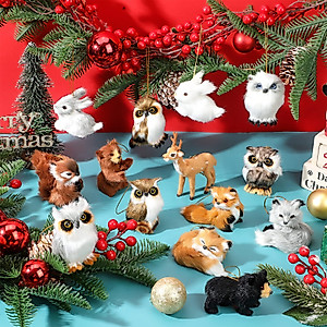 Plush Animal Christmas Ornaments, Felt Woodland Forest Furry Animals for Christmas Tree Ornaments Backpack Holiday Party Hanging Decoration Home(30 Pieces,Fresh)