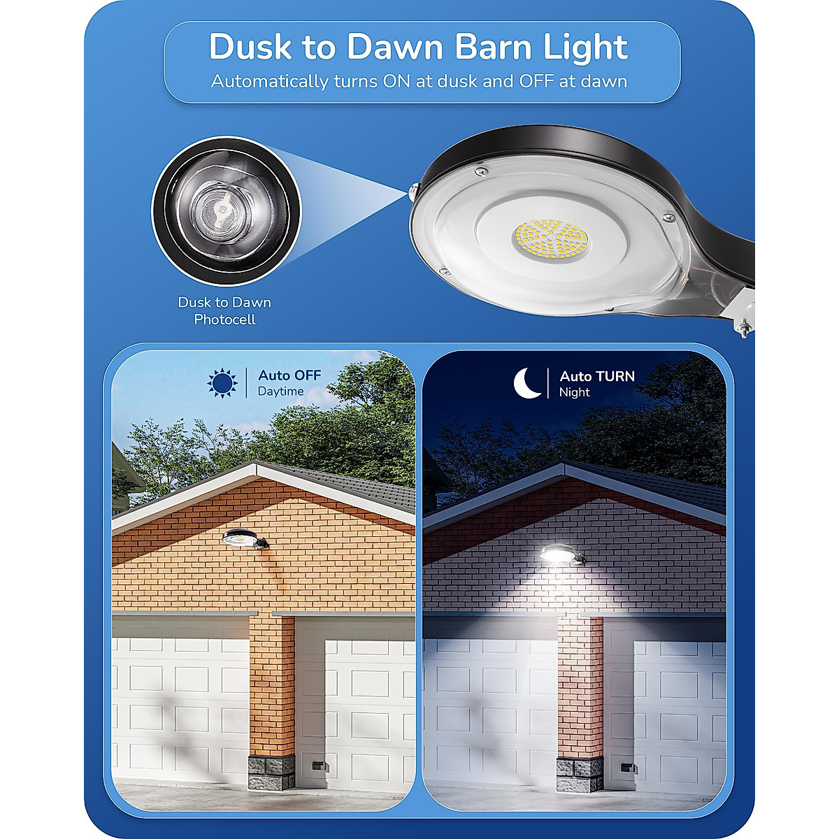 EDISHINE LED Barn Light, Dusk to Dawn Area Lights with Photocell, Outdoor Security Flood Lighting, 10000LM 65W 5000K Daylight, IP65 Waterproof Outdoor Flood Light for Farmhouse Garage Yard Street