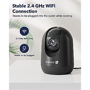 MUBVIEW Cameras for Home Security, Indoor Security Camera, 2.4G WiFi Wired Camera Ideal for Dog/Elder/Baby, Motion Tracking, Two-Way Audio, Pan Tilt, 24/7, 2K Night Vision PK320B-D