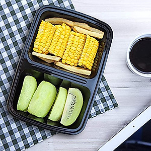 Enther Meal Prep Containers [20 Pack] 2 Compartment with Lids, Food Storage Bento Box | BPA Free | Stackable | Reusable Lunch Boxes, Microwave/Dishwasher/Freezer Safe, Portion Control (32 oz)