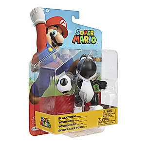 Super Mario Action Figure 4 Inch Black Yoshi Collectible Toy with Egg Accessory