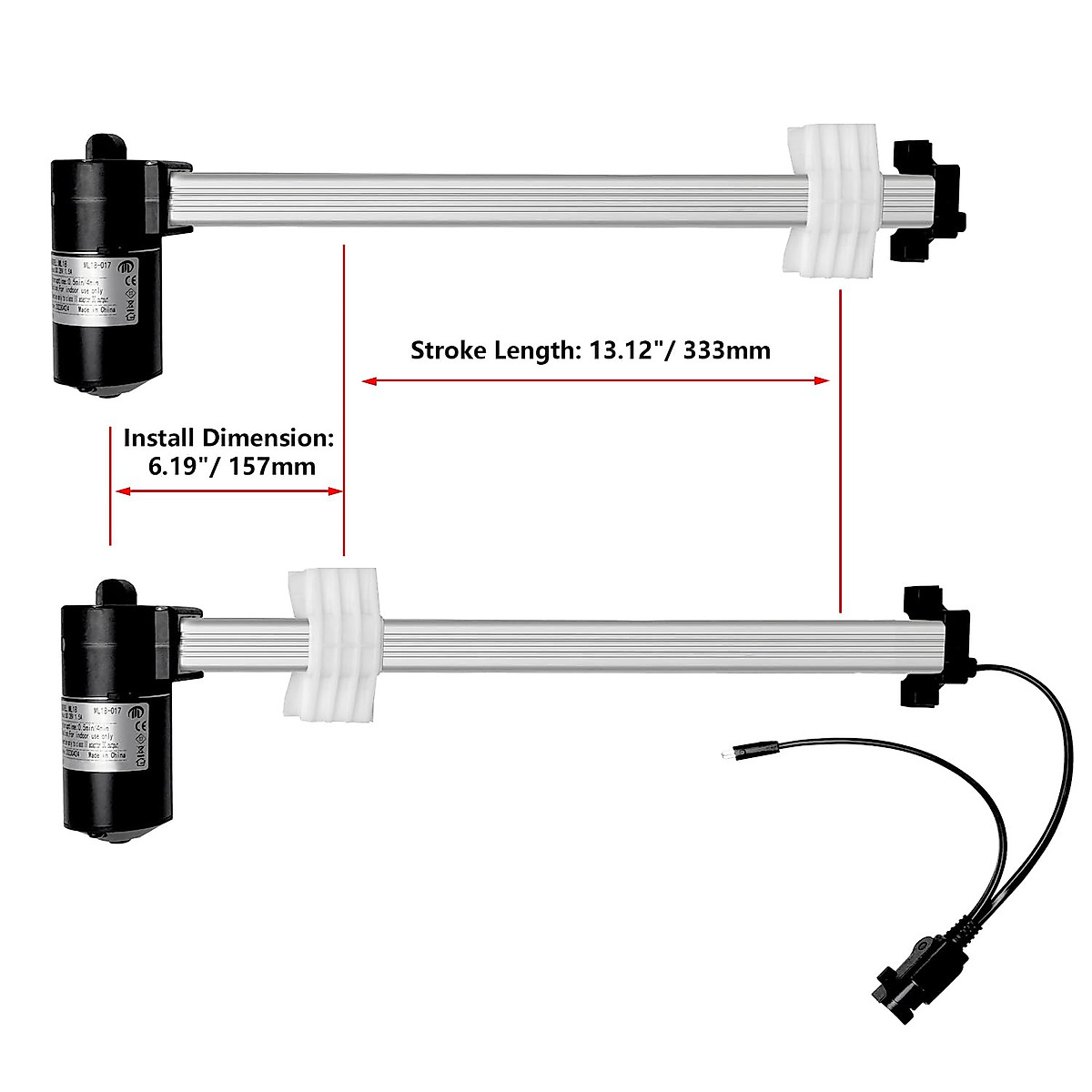 Kroshine Power Recliner Motor Replacement Model ML18-017 Linear Actuator with Cord for Sofa Lift Chair Couch Massage Seat Bed, Aluminum