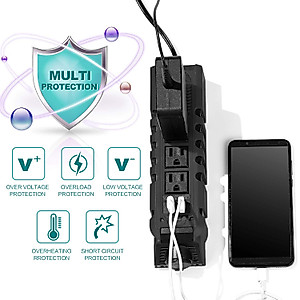 BYGD 150W Car Power Inverter for Vehicles, DC 12V to 110V AC Car Plug Adapter Outlet Converter with 1 Cigarette Lighter Socket, 3 AC Outlets, Dual 4.8A Fast Charging USB Ports for Digital Devices