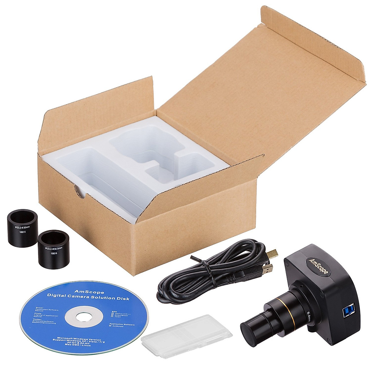 AmScope MU1003-CK 10MP Live Video USB3.0 Digital Microscope Camera 10 MP + Calibration Kit