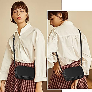 FUKUTAI Genuine Leather Crossbody Bags Shoulder Purses for Women - Real Leather Lightweight Soft Crossbody Bag Pocketbook (Black)