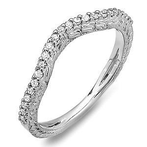 Dazzlingrock Collection 0.25 Carat (Cttw) 14k Round Diamond Women Enhancer Ring 1/4 CT, White Gold, Size 6.5