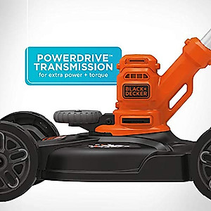 BLACK+DECKER Electric Lawn Mower, String Trimmer, Edger, 3-in-1, Corded (BESTA512CM)