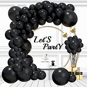 Black Balloon Garland Kit,106 pcs Black Balloons Different Sizes Pack 18/12/10/5inch Black Latex Party Balloons for Birthday,Graduation,Baby Shower,Wedding,Holiday Balloon Decoration