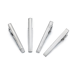 Fashion Tie Clip for Men - 4 Pieces of Silver Tone Tie Bar Set by AnotherKiss