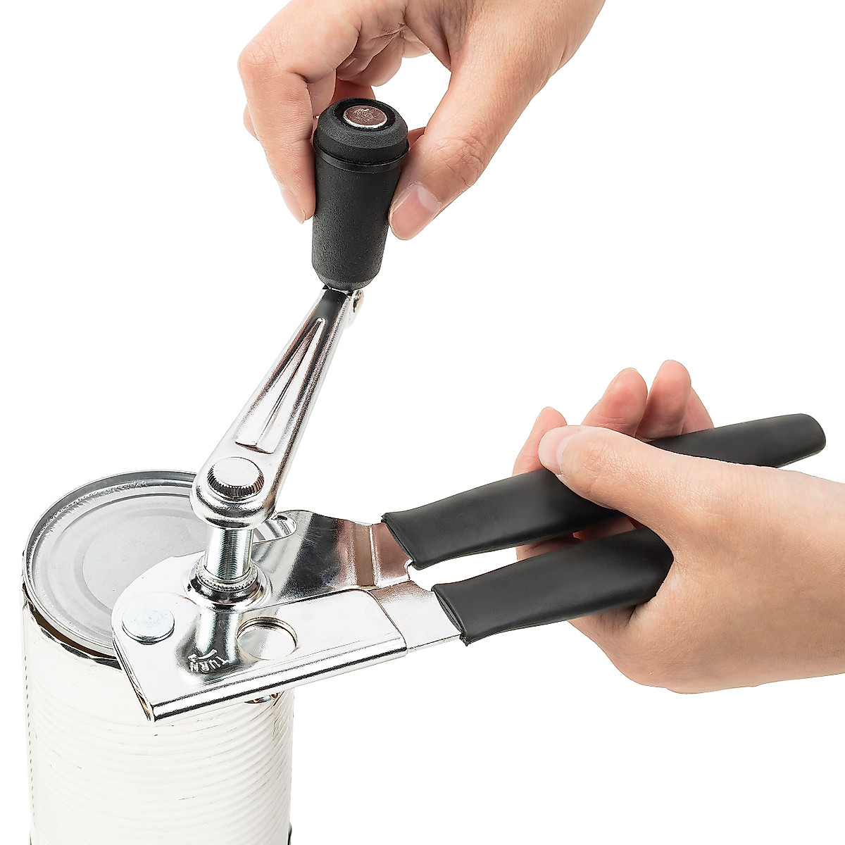 Lift&Pop Commercial Can Opener - Easy - Reliable and Modern Design, Can Opener Manual, Heavy Duty Can Opener, Bottle Opener, Large Handheld, Sharp Discs.