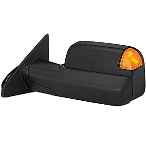 Aintier Towing Mirrors Compatible with 2019-2022 For Dodge Ram 1500 Truck Tow Mirrors Power Heated Turn Signal Light Puddle Light Parallel Auxiliary Light Temp Sensor Black Pair Mirrors