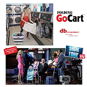 dbest products Folding Gocart Collapsible Laundry Basket on Wheels Grocery Cart Shopping Foldable Pop Up Plastic Hamper Tote Handles Cesto para ropa sucia, White