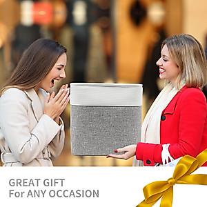 Bagnizer 13x13 Cube Storage Bins, Collapsible Fabric Storage Box, 4 Pack Closet Baskets with Handles for Organizing, Shelf, Toys, Clothes, Home, Office, Nursery (Grey&White)