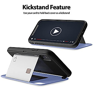 GOOSPERY Magnetic Secure Bumper Compatible with iPhone Xs Case/iPhone X Case, Card Holder Wallet Case, Easy Magnet Auto Closure Dual Layer Protection Sleek iPhone Case Sticky Mirror – Purple