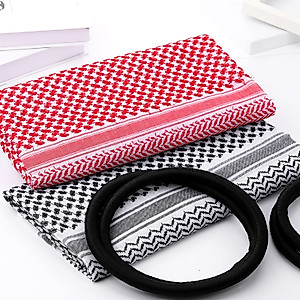 Funtery 2 Pcs Arab Head Scarf for Men with Lgal Aqel Rope Middle East Desert Shemagh Wrap Arab Costume(Pink, Black, White)