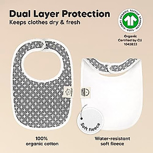 8-Pack Organic Baby Bibs for Girls & Boys - Teething Baby Bibs for Boy, Girl - Newborn Bibs for Baby Girl, Boy (Grayscale)