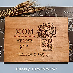 Personalized Cutting Board for Mom, Custom Engraving Text Wooden Serving Board for Her Birthday, Mother's Day, Thanksgiving Day, Christmas