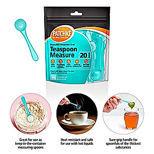 Disposable Teaspoon Measuring Spoons - Coffee Scoop Measure, Fits in Spice Jars [20 Pack - 5 ml]