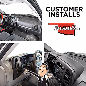 DashSkin One Piece Molded Dash Cover Cap Compatible with 2007-2013 Silverado/Sierra w/Dual Glovebox Dashboards in Ebony/Black - Easy Cracked Dashboard Fix