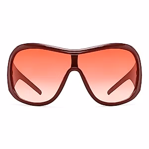 BOTEN Red Oversized Sunglasses For Women Men, Big Tinted Funky Wrap Around Sunglasses Rave Cool Shield Shades Glasses