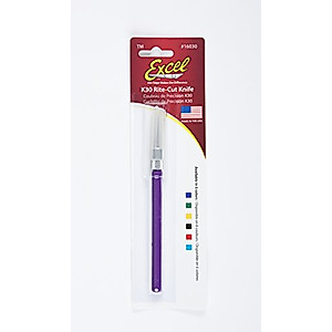 Excel Blades K30 Hobby Knife with Hexagonal Anti Roll Design, American Made Light Weight Craft Knife (Purple)