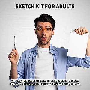 SpiceBox Adult Drawing Sketching Kit, Learn to Draw, How to Books with Sketch Supplies, Art Hobby Kits for Adults