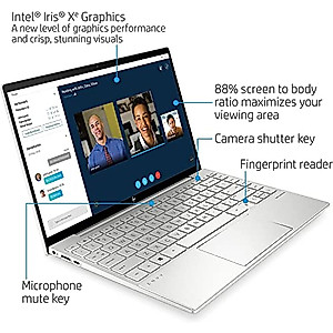 HP Envy 13.3" FHD Notebook Laptop, Quad Core Intel Core i5-1135G7, 8GB DDR4 RAM, 256GB PCIE SSD, Intel Iris Xe Graphics, Bluetooth, Backlit Keyboard, Fingerprint, HDMI Cable, Windows 10 Home, Silver