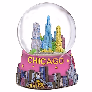 Chicago Snow Globe 65mm 3.5 Inch Purple Chicago Snow Globes from Chicago Souvenirs Collection