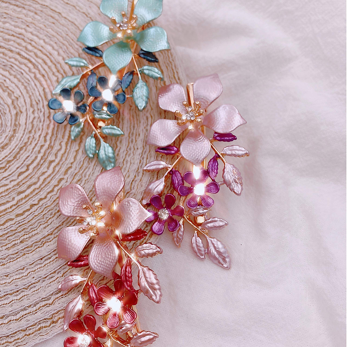 3PCS Large Flower Metal French Hair Styling Alligator Clips Accessories Women Girls