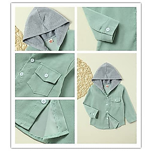 bilison Kids Toddler Boy Clothes Long Sleeve Corduroy Lapel Button Down Shirt Top Little Boys Shirts Light Green