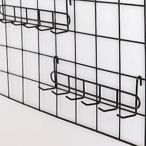 FRIADE Black Grid Hooks Rack for Wall Grid Panel,Hanging Hooks for Wall Grid Storage and Display，Size 10.7”x 2.8”x1.8 ”，2 Pack