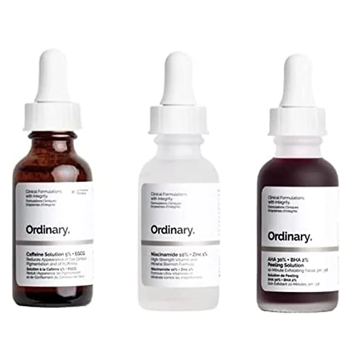 The New Ordinary Face Serum Set! Caffeine Solution 5% + AHA 30% + BHA 2% + B5! Niacinamide 10% + Zinc 1%! Help Fight Visible Blemishes And Improve The Look Of Skin Texture & Radiance!