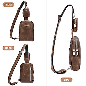 INICAT Small Sling Bag Fanny Packs Crossbody Bags with Coin Purse Gifts for Women Men （Large Version02-026 brown）
