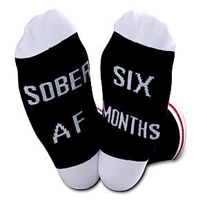 TSOTMO Sobriety Anniversary Socks Sobriety Gift AA NA Recovery Socks Sober AF Encouragement Gift (Sober 6 months)