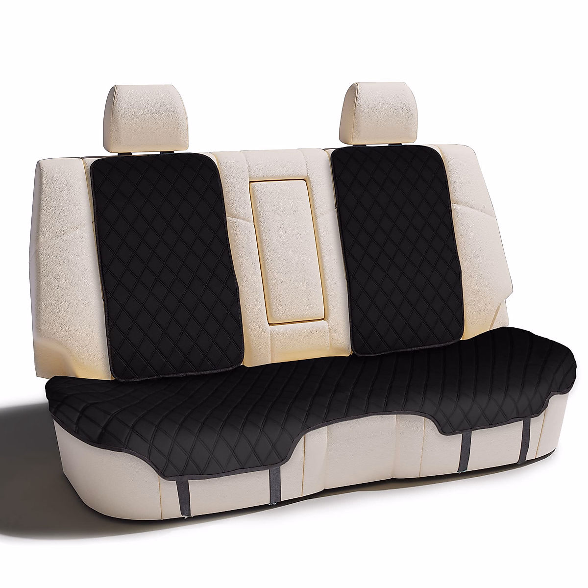 FH Group Car Seat Cushion Neosupreme Automotive Seat Cushions - Universal Fit, Rear Car Seat Cushion, Car Seat Cushions With Non-slip Silicone Backing for SUV, Sedan, Van Rear Set Black