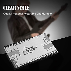 Alnicov Stainless Steel String Action Ruler Guitar Setup Gauge Luthier Measuring Tool with User Guide for Electric, Acoustic Bass Guitars