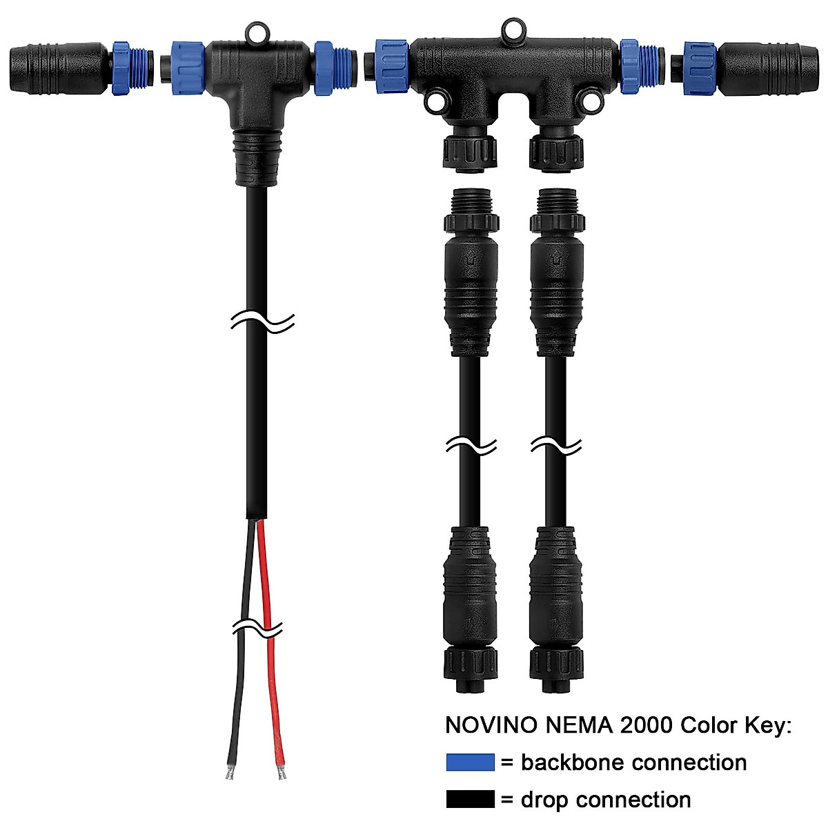 NMEA 2000 Starter Kit to Process NEMA 2K Network for Lowrance Simrad Garmin,Marine Grade NMEA 2000 Backbone Cables Drop Cables Tees Terminators