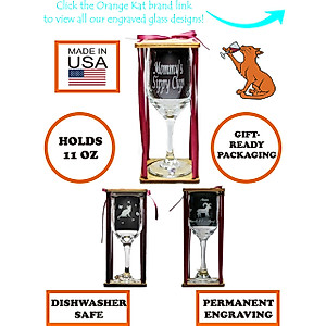 Cat Stemmed Wine Glass with Charm and Presentation Packaging
