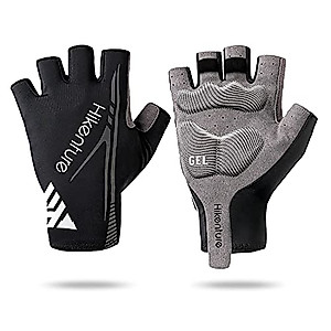 Hikenture Half Finger Cycling Gloves for Men and Women Padded Road Bike Gloves (Black, XXL)