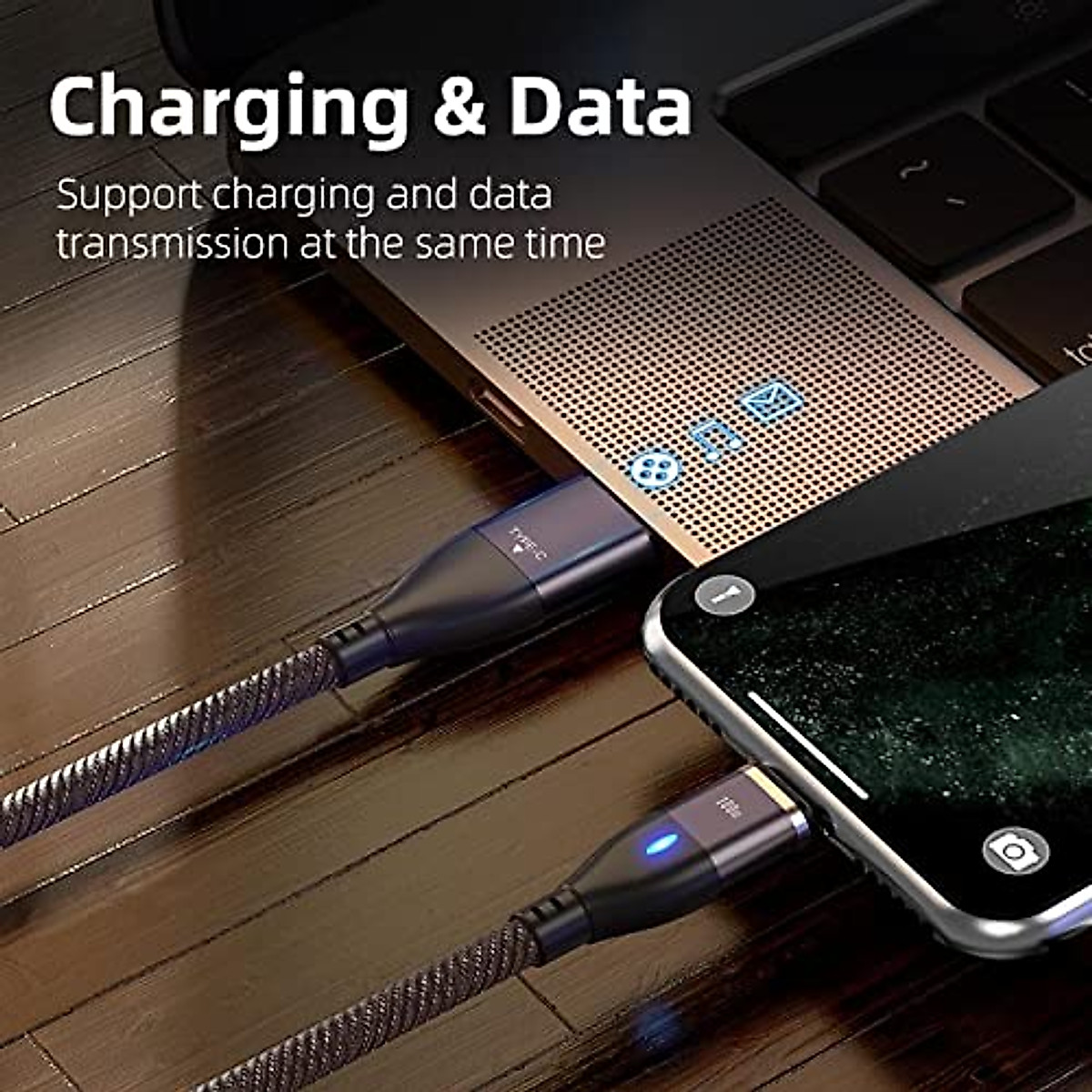 BoxWave Cable Compatible with Noyafa NF-526E Handheld Thermal Imager - MagnetoSnap PD AllCharge Cable (100W), Magnet PD 100W Charging Cable USB Type-C Micro USB - Jet Black