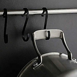 10Pcs S Hook Black S Shaped Hooks Aluminum S Shaped Hooks Heavy Duty S Hanging Hooks Lightweight S Utility Hooks for Pots,Pans,Plants,Cups,Clothes,Towels,Kitchen,Bedroom,Bathroom,Office and Garden