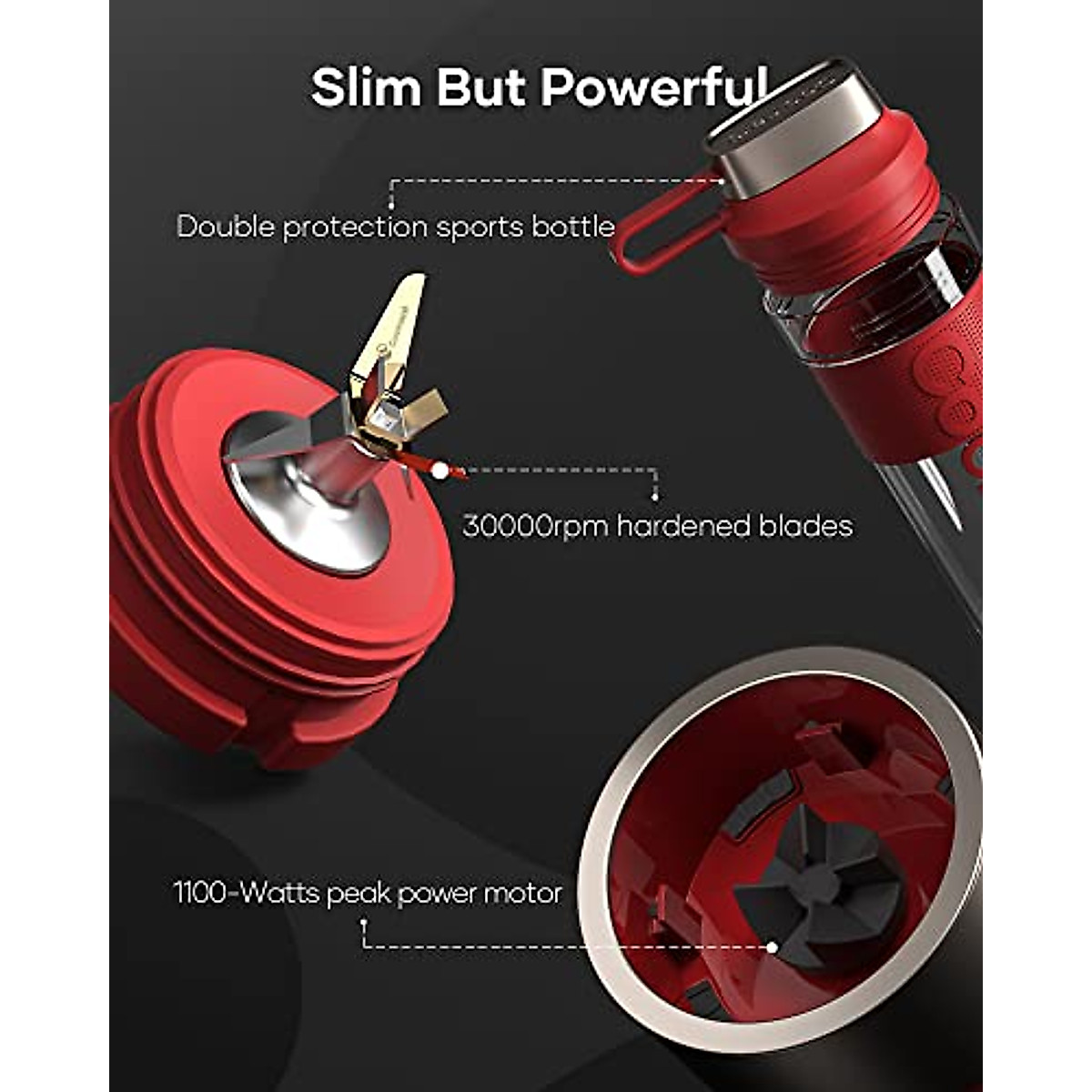 Cocinare GoPower Elite Blender (Red) & Blender Cup (Red)