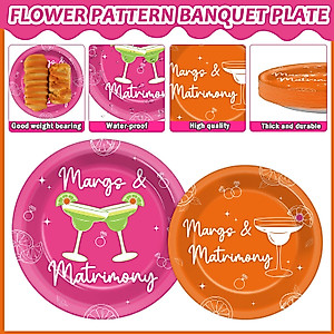 96pcs Margs & Matrimony Bachelorette Party Decorations Margs Plates Napkins Party Supplies Margarita Tableware Dinnerware for Birthday Bridal Shower Wedding Mexican Fiesta Favors for 24 Guests
